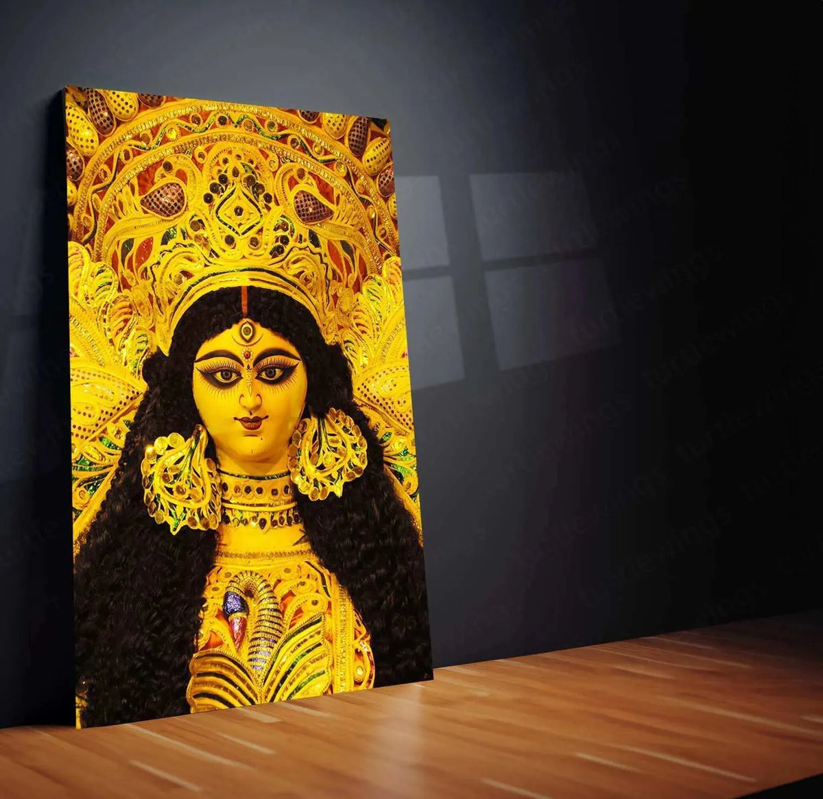 Maa Durga Metal Poster – Divine Goddess of Power | Spiritual Wall Art – TURTLEWINGS