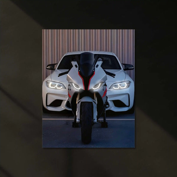 BMW S1000RR x M2 – Metal Frame | Superbike Meets Supercar Wall Poster ...