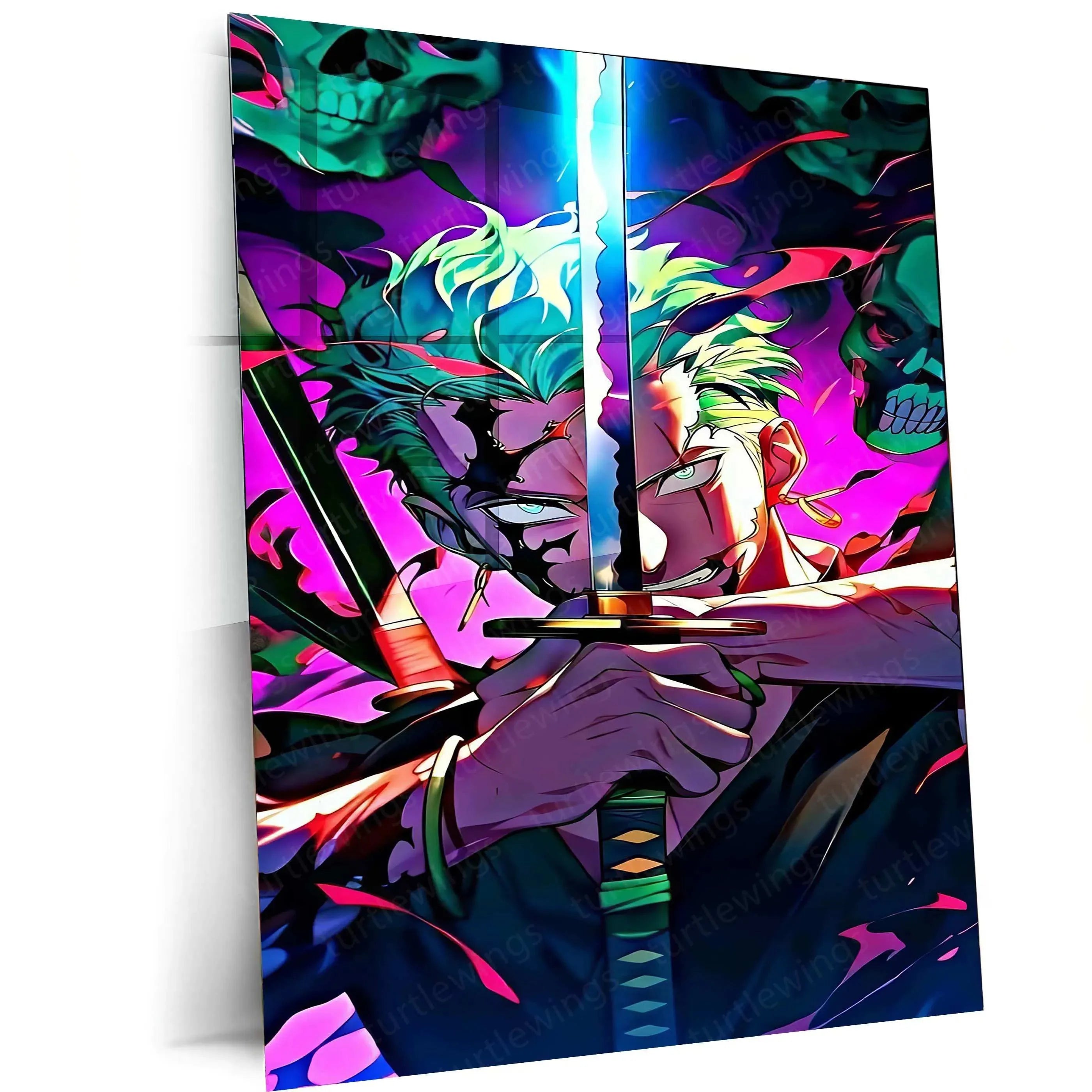 Roronoa Zoro Metal Poster | One Piece Anime Wall Art | Santoryu Sword ...
