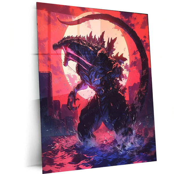 Godzilla Metal Poster | Kaiju Movie Wall Art | Monster King Aesthetic1 ...