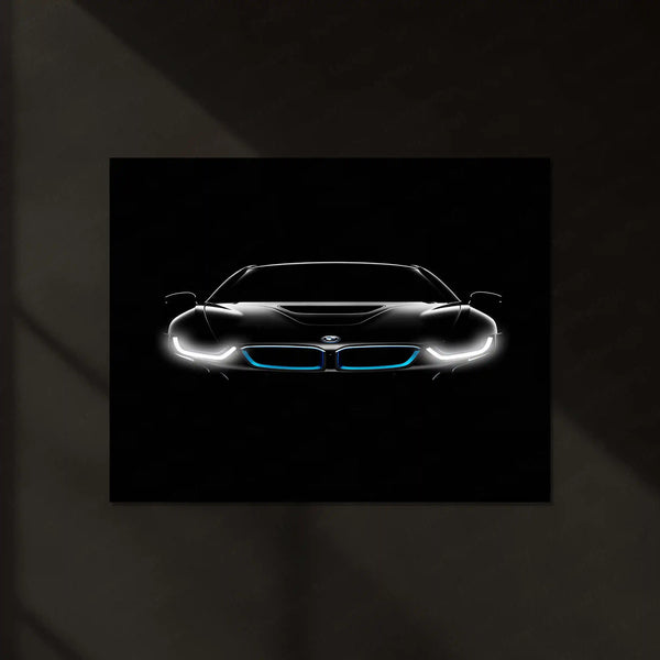 BMW i8 Neon LED Metal Poster | Futuristic Hybrid Supercar Wall Art | E ...
