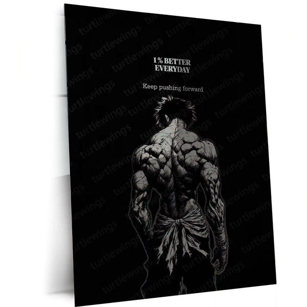 Quote Metal Poster | 1% Better Everyday | Baki Hanma Inspired Metal Fr ...