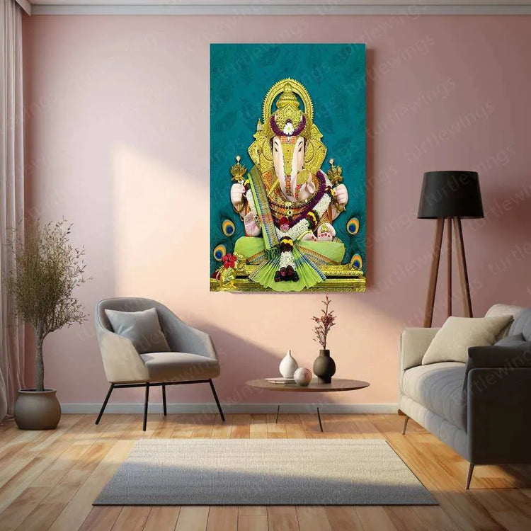 Dagdusheth Bappa Metal Poster – Divine Lord Ganesha Wall Art | Spiritu ...