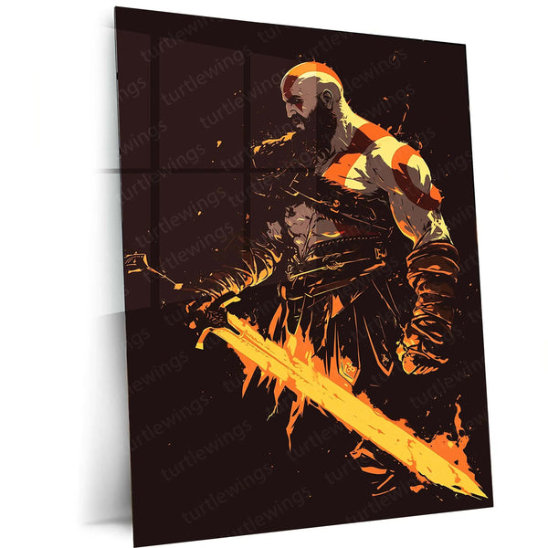 Kratos Metal Poster | God of War Portrait | Spartan Rage Wall Art 1 ...