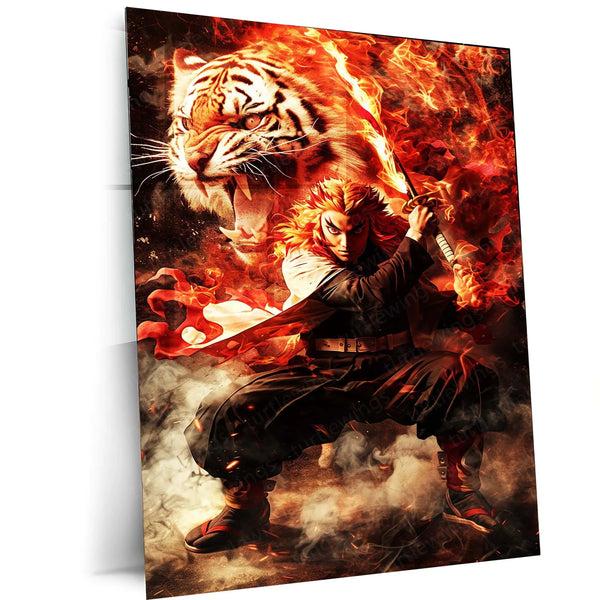 Kyojuro Rengoku Metal Poster | Demon Slayer Wall Art | Flame Hashira P ...