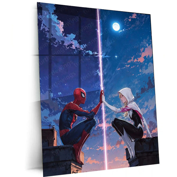 Miles & Morales Spider-Man Couple Art Metal Frame | Marvel-Inspired Wa ...