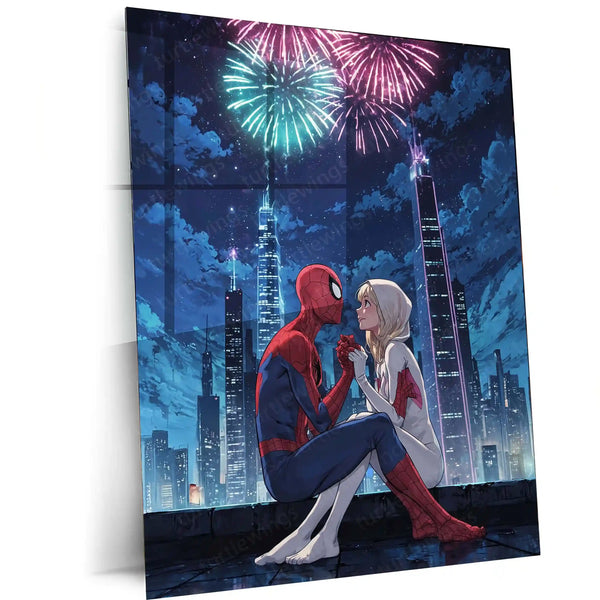 Miles & Morales Spider-Man Couple Art Metal Frame | Marvel-Inspired Wa ...