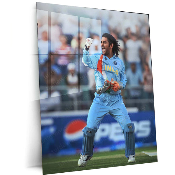 MS Dhoni 2007 Metal Poster – Iconic T20 World Cup Victory Wall Art ...