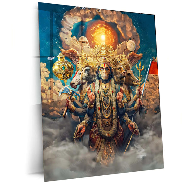 Panchamukhi Hanuman Metal Frame | Five-Faced Hanuman Wall Art | Spirit ...