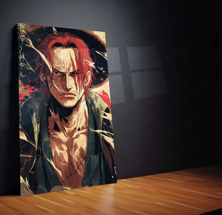 Shanks One Piece Japanese Metal Poster | Yonko Red-Haired Pirate Wall ...