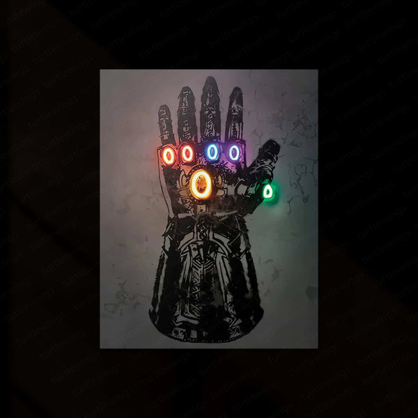 Thanos Infinity Gauntlet Neon LED Metal Poster â Marvel Villain Wall ...