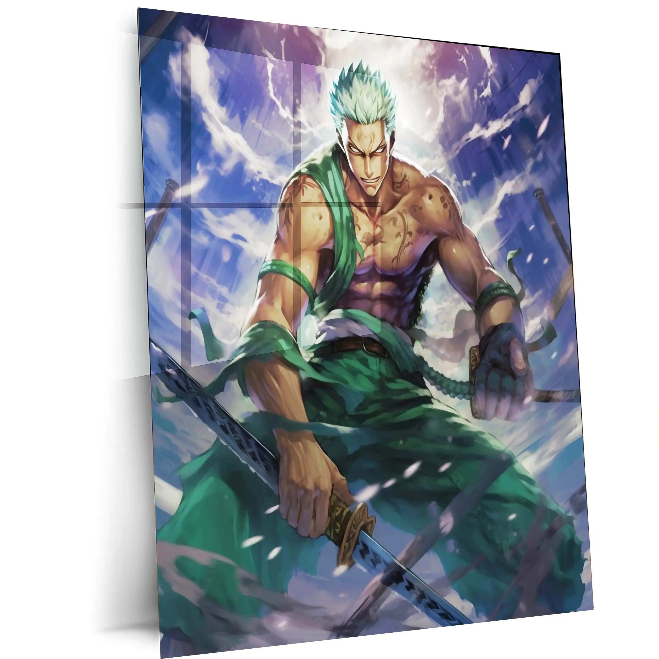 Roronoa Zoro Metal Poster | One Piece Anime Wall Art | Swordsman Warri ...