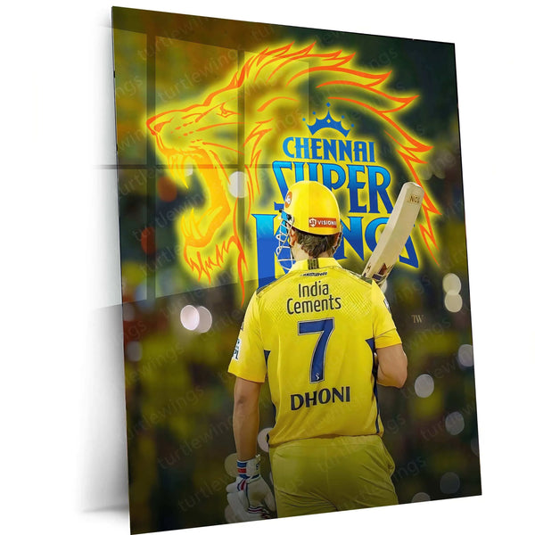 MS Dhoni CSK Metal Poster – The Heart of Chennai Super Kings – TURTLEWINGS
