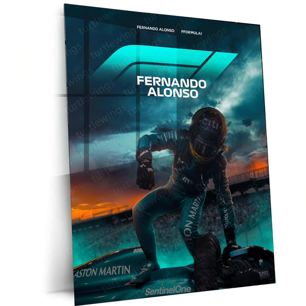 Fernando Alonso Metal Frame â A Tribute to the F1 Legend – TURTLEWINGS
