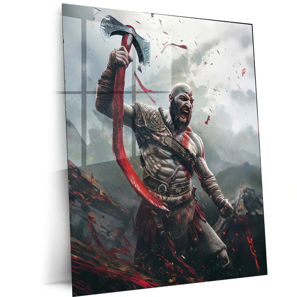 Kratos – God of War Metal Poster | Powerful Warrior Wall Art – TURTLEWINGS