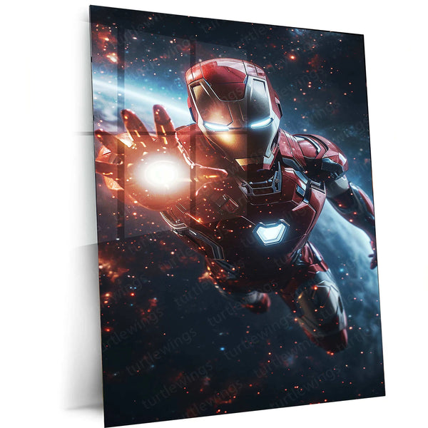Iron Man Floating in the Air with Cosmic Background – TURTLEWINGS