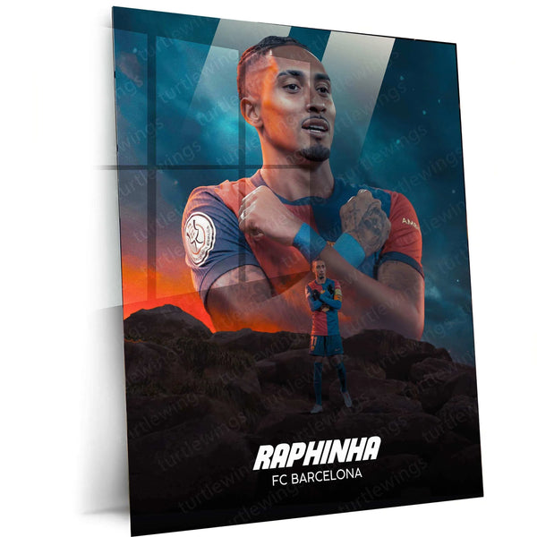 Raphinha footballer Metal Frame â Brazilian Flair in Football – TURTLEWINGS