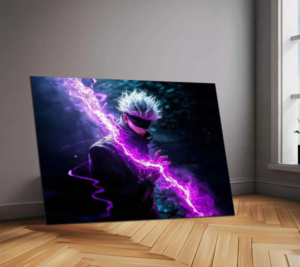 Anime Metal Poster | Satoru Gojo – Limitless Elegance | Modern Anime M ...