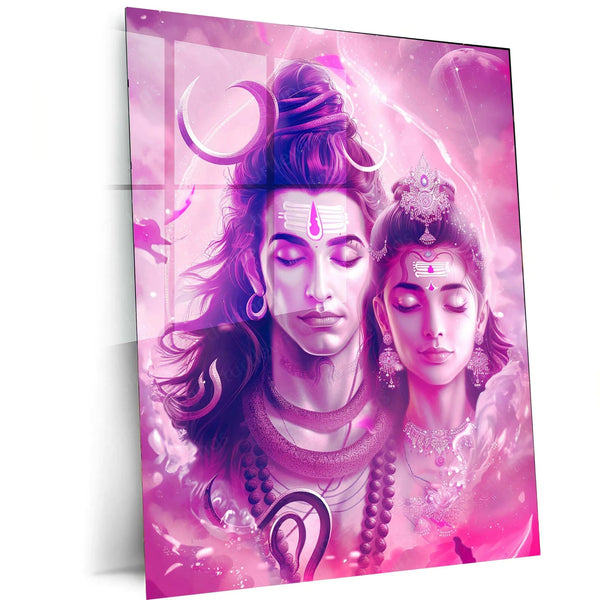 Shiva Parvati Metal Poster – Divine Couple | Spiritual Hindu Wall Art ...