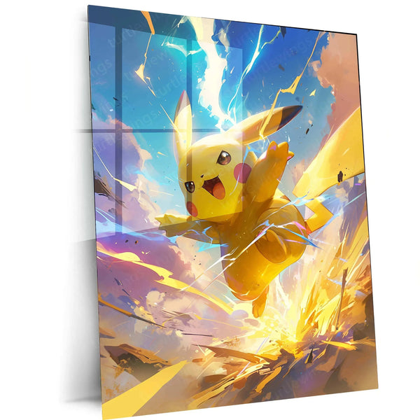 Pikachu Pokémon HD Metal Poster – Brilliant Burst of Lightning ...