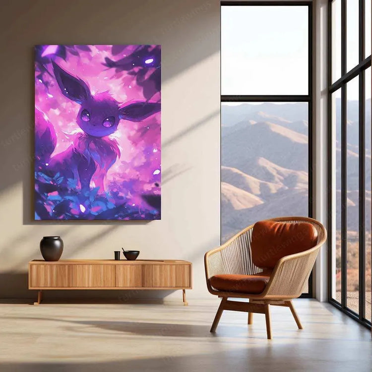 Eevee Metal Poster – Pokémon Wall Art in HD Purple & Pink Design ...