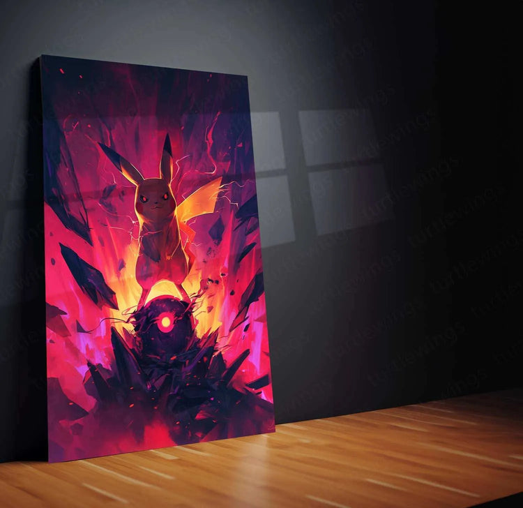 Pikachu Metal Poster – Pokémon Wall Art in HD Yellow & Red Design ...