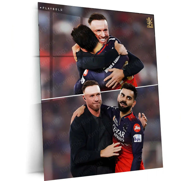 Cricket Metal Poster |🔥 Virat Kohli & AB de Villiers RCB IPL 2025 Vict ...