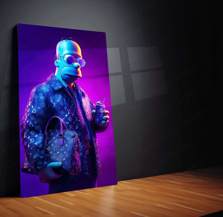 Homer Simpson in Louis Vuitton Metal Poster | Purple Drip Pop Art Wall ...