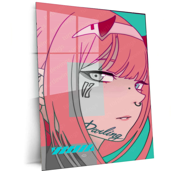 Zero Two Metal Poster – Darling in the Franxx Anime Wall Art – TURTLEWINGS