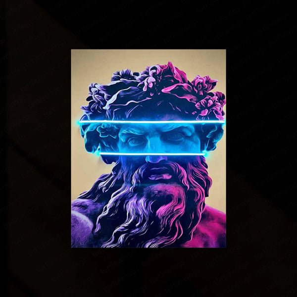 Zeus Pop Blue Neon LED Metal Frame â The King of Gods in Vibrant Lig ...